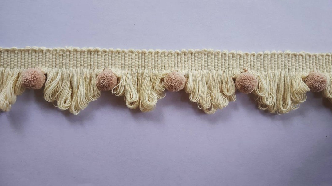 Fan Edge Trim With Pom Poms, Fan Trim, Fan Edge Trim, Pom Pom Trim ...