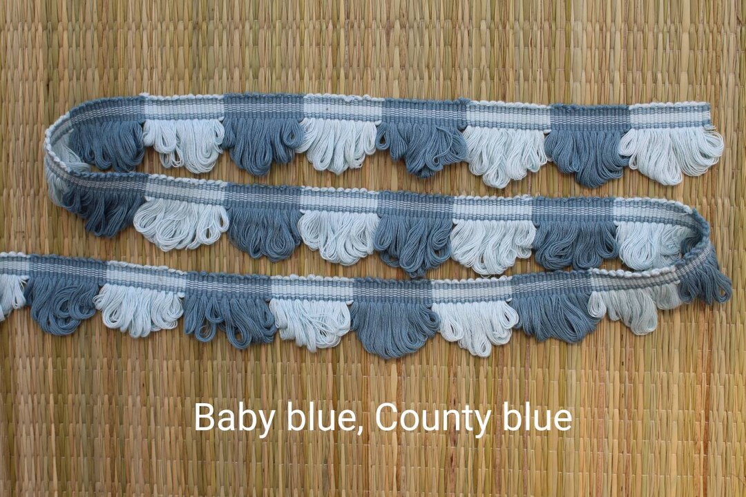 Baby Blue and County Blue Fan Edge Trim, Fan Edge Trim Woven, Cotton ...