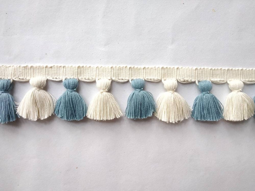 County Blue and Ivory Tasse Trim, Tassel Trim, Tassel Fringe, Long ...
