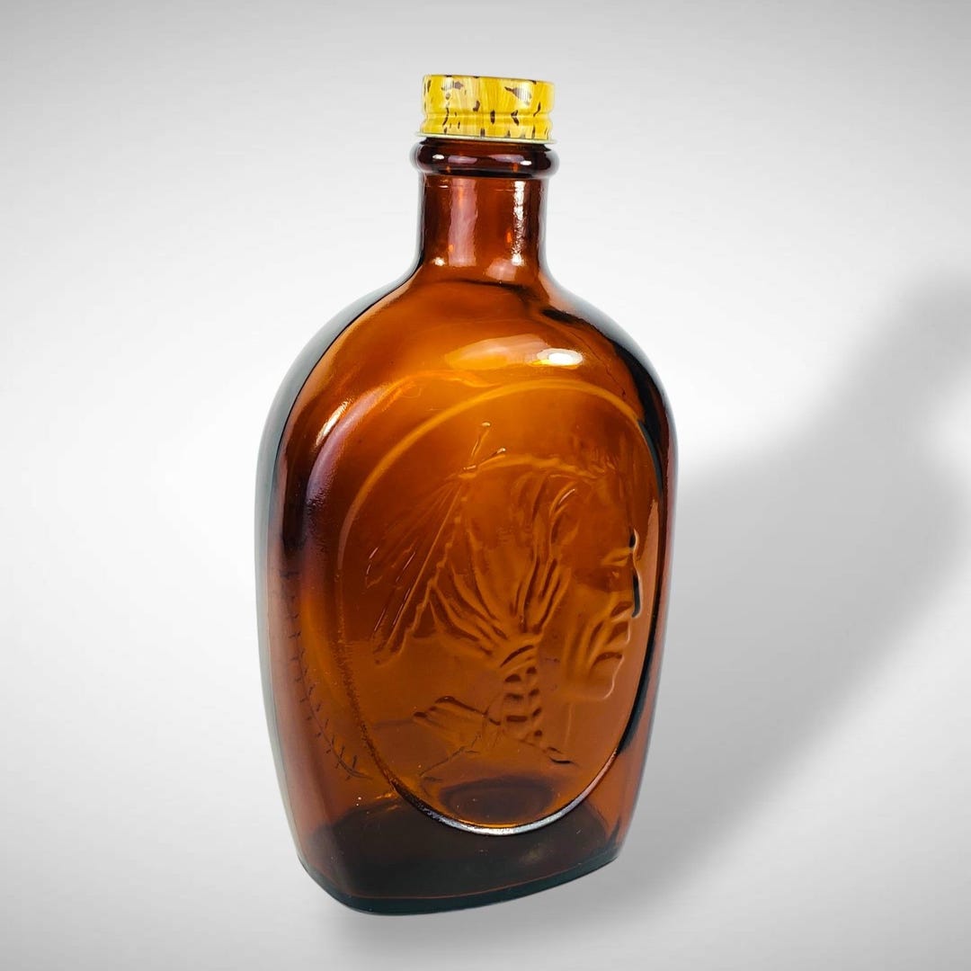 1976 Bicentennial Log Cabin Syrup Bottle Embossed Portrait Series Amber ...