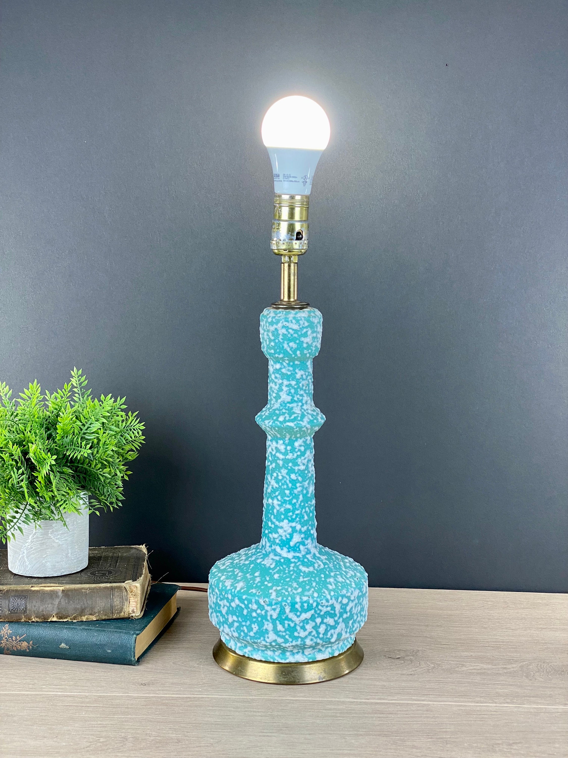 Midcentury Splatter Table Lamp Turquoise White Unbranded Amazing 1950s ...