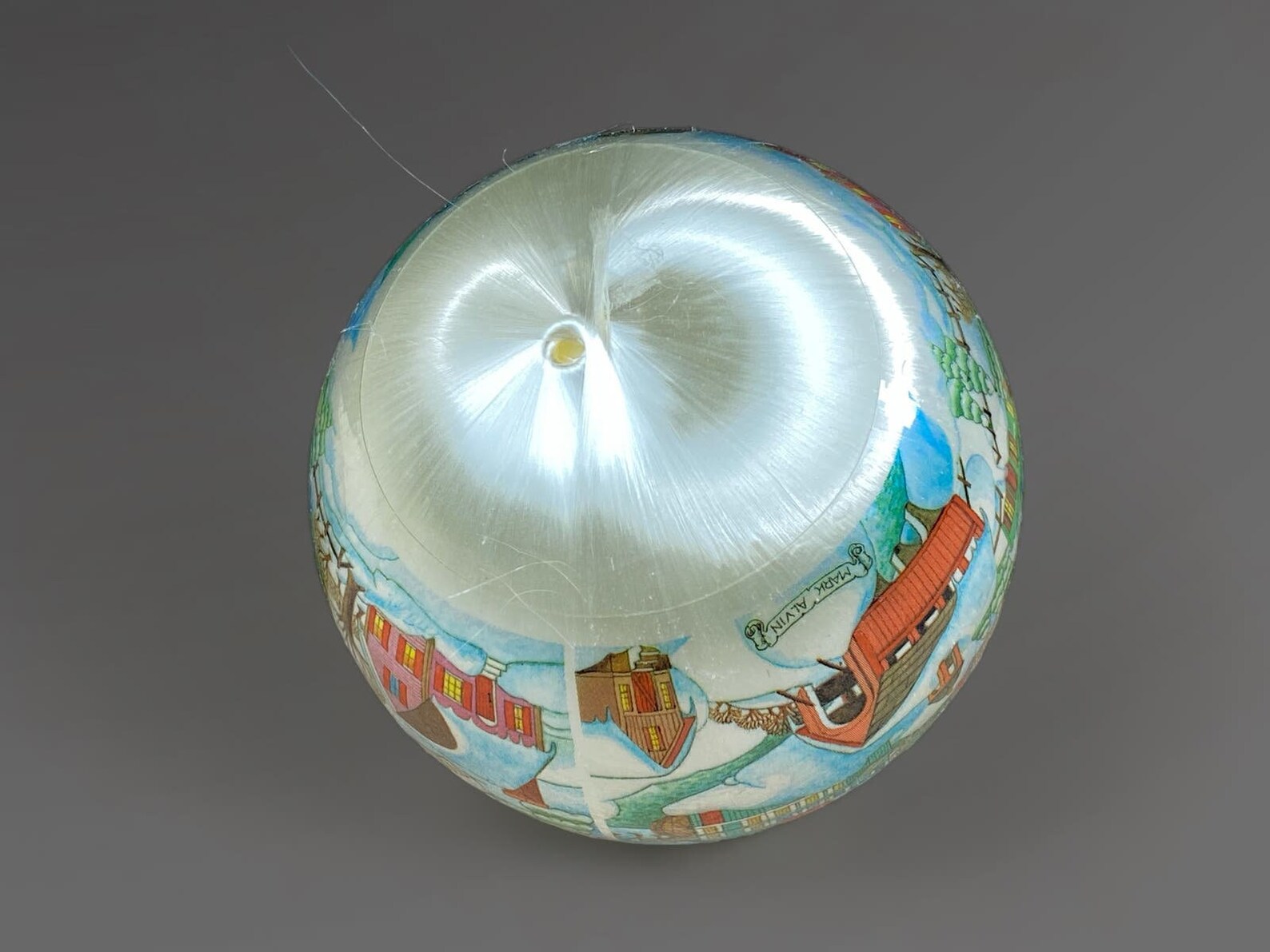 1981 Christmas Satin Bulb Ornament Winter Snow Farm Village Scene - Etsy