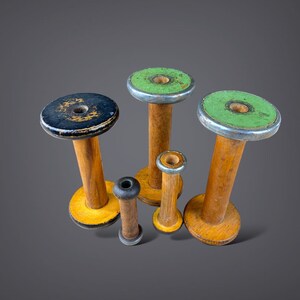 Vintage Wooden Spool Set of 5 Great Decor! - Etsy