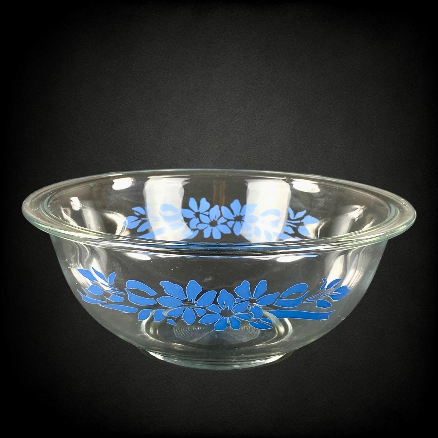 Pyrex Blue Floral Ribbon Nesting Bowls Set 322 323 325 Clear Glass ...