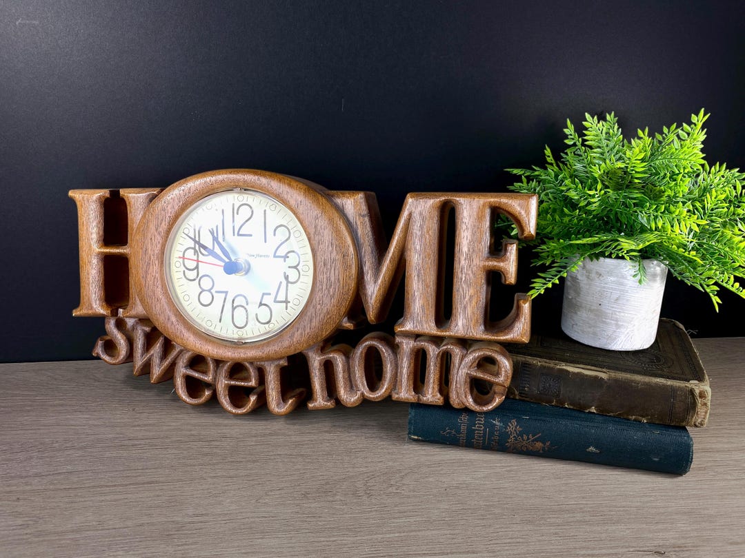 Burwood New Haven Home Sweet Home Wall Clock 1978 Battery Operated 70s ...