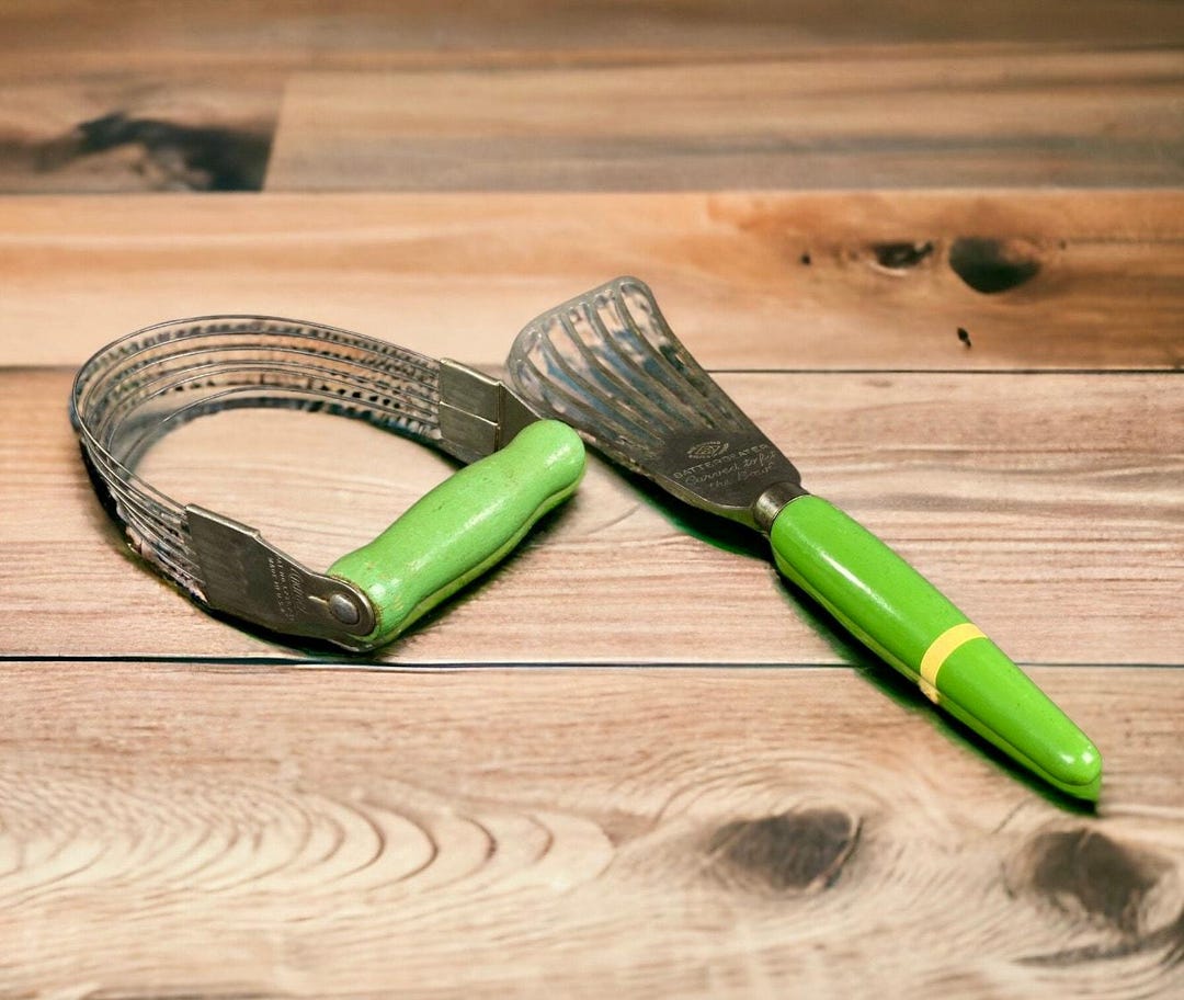 Vintage GREEN Kitchen Utensils AJ Batter Beater and Androck Pastry ...