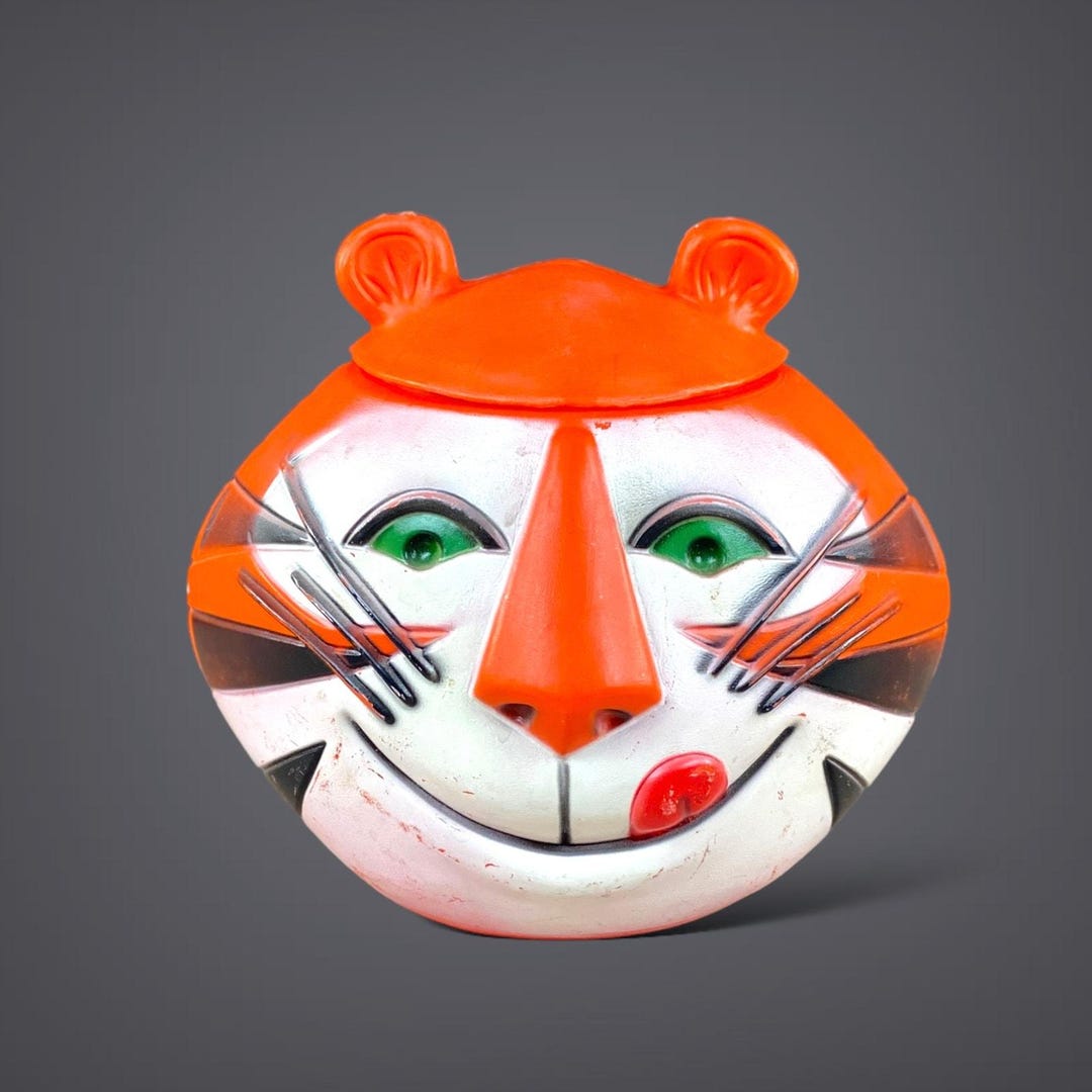 Kelloggs Cereal Tony the Tiger 1968 Plastic Cookie Candy Jar Blow Mold ...
