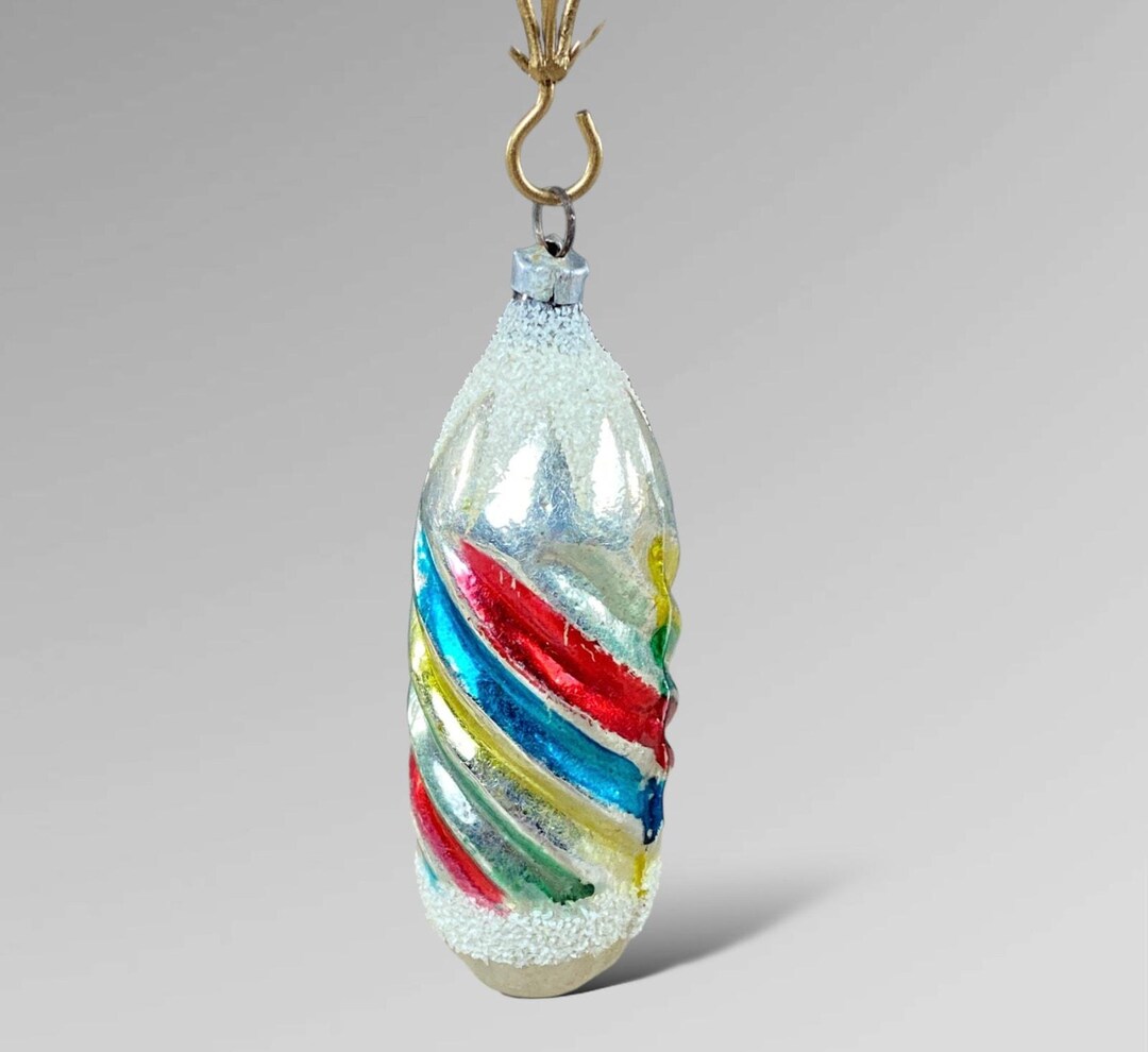 Vintage Mercury Glass Swirl Barber Pole Mica Snow Christmas Ornament - Etsy