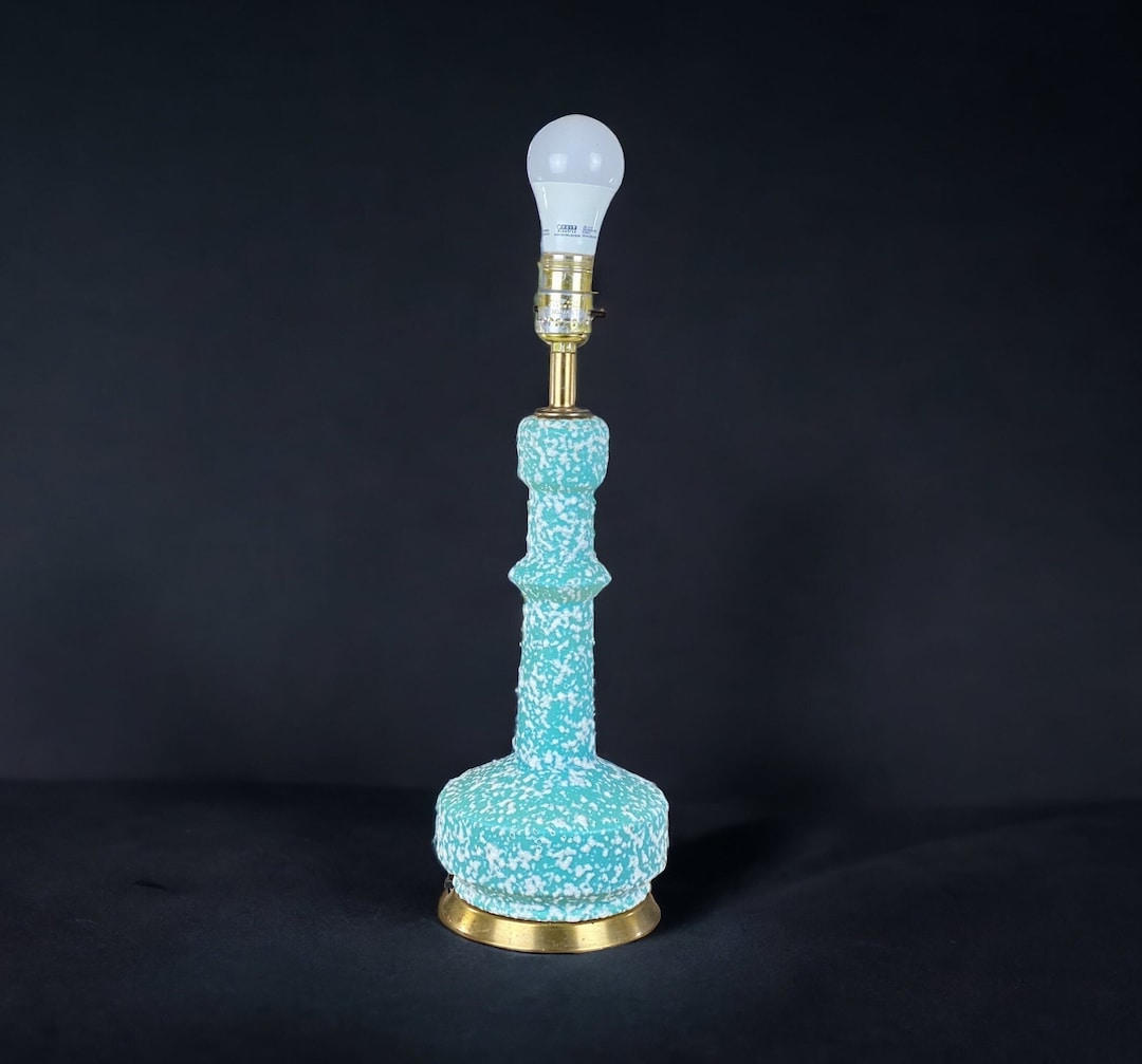 Midcentury Splatter Table Lamp Turquoise White Unbranded Amazing 1950s ...