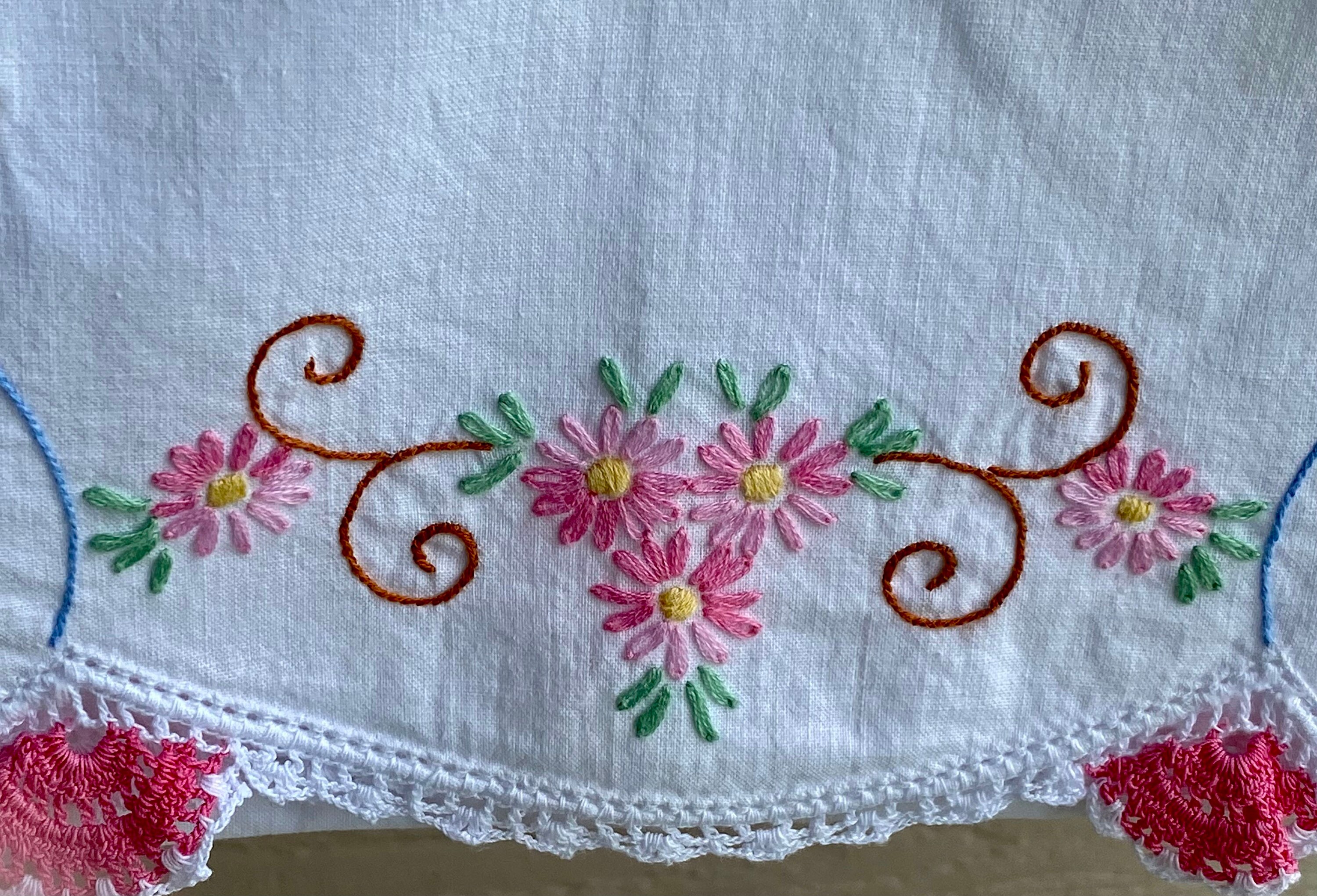 Vintage Embroidered Pillowcases Swans and Flowers Set of 2 - Etsy