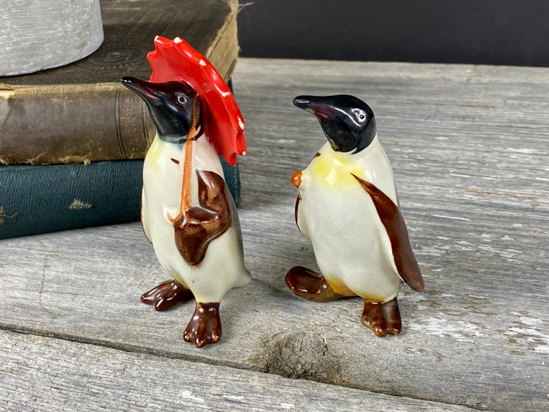 Beswick Penguins Mother Father Figurines Pair Red Umbrella 802 - Etsy