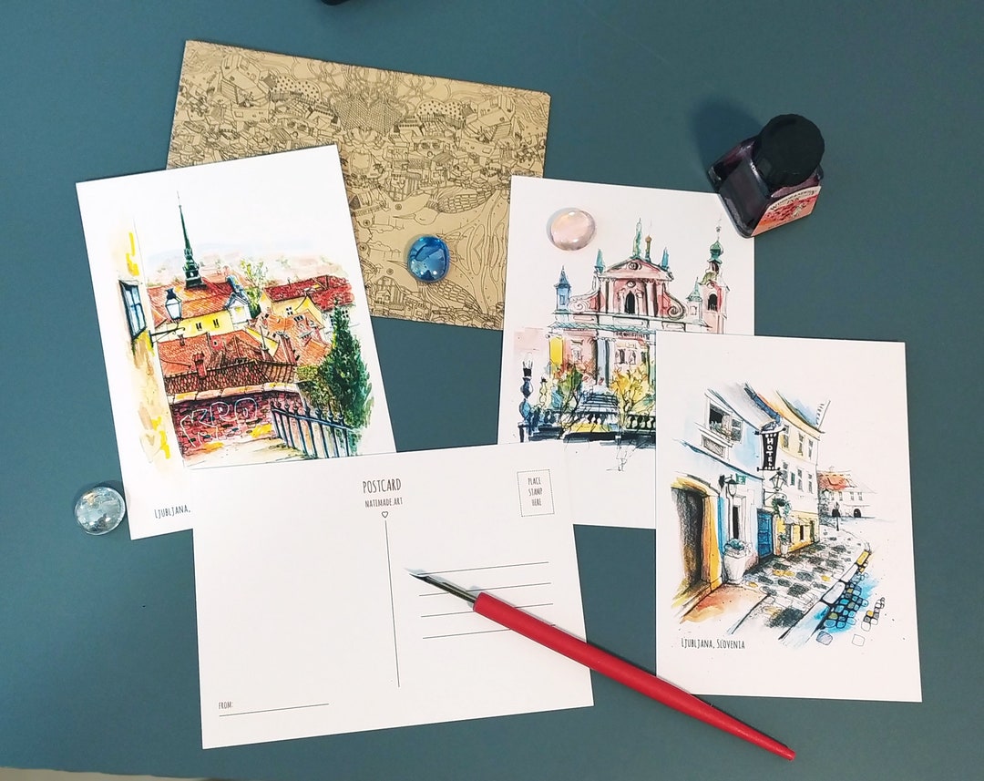 Urban Watercolor Postcard Set / Europe Postcrossing Art Postcards ...