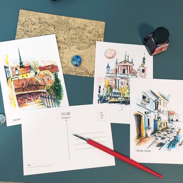 Watercolor Postcards - Etsy