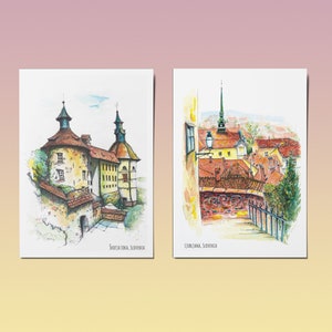 Urban Watercolor Postcard Set / Europe Postcrossing Art Postcards ...