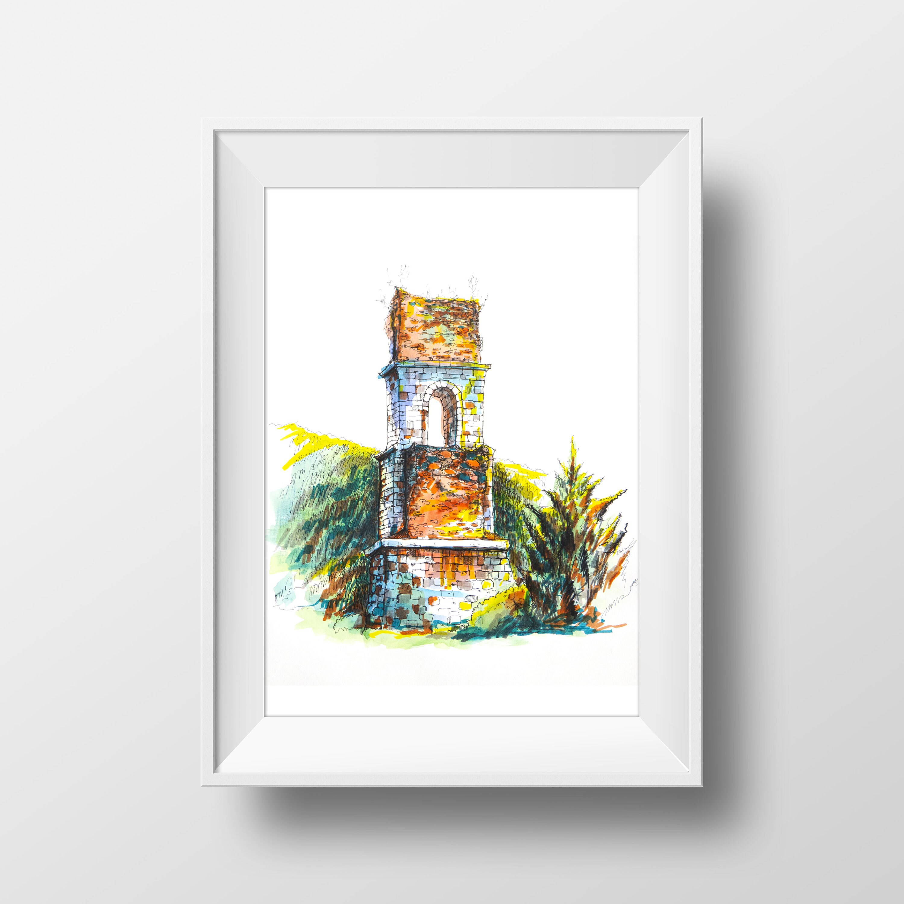 Urban Watercolor Poster A3, A4/ Architectural Watercolor Borovnica ...