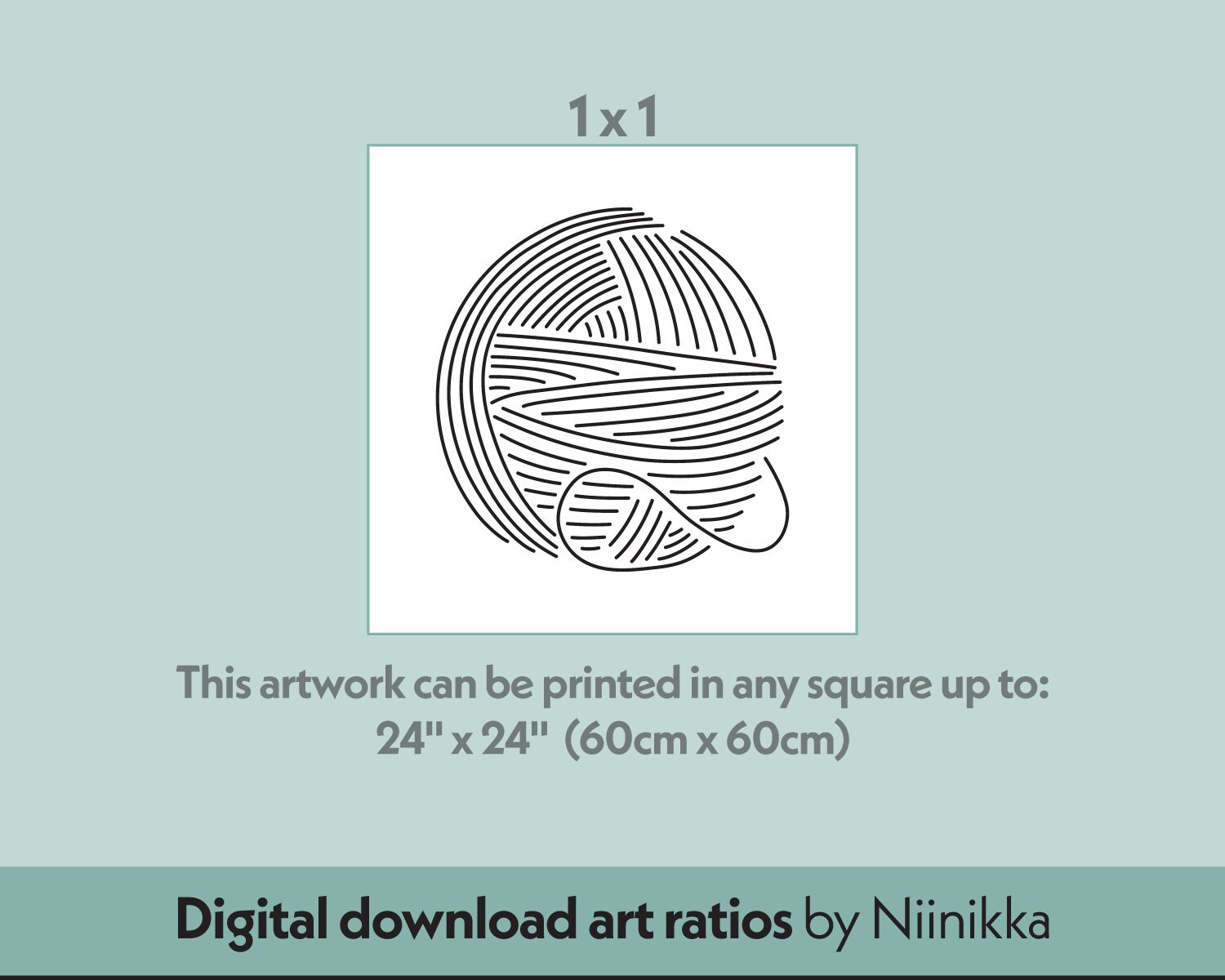 Yarn Poster, Digital Download, Printable Knitting Wall Art, Black and ...