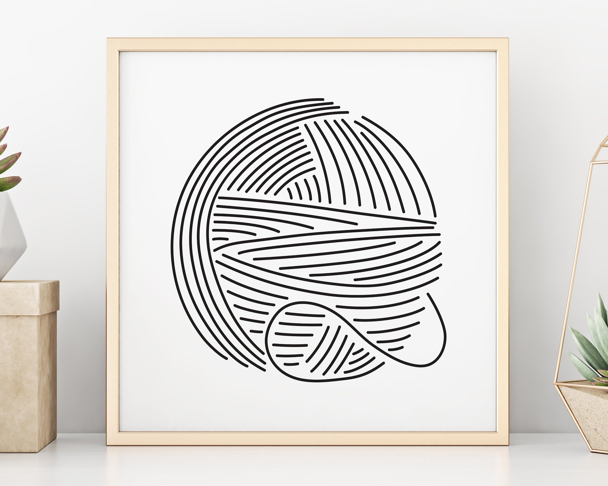 Yarn Poster, Digital Download, Printable Knitting Wall Art, Black and ...