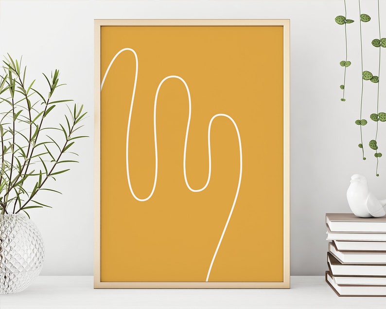 Mustard Line Drawing Printable Art Minimalist Poster Digital - Etsy