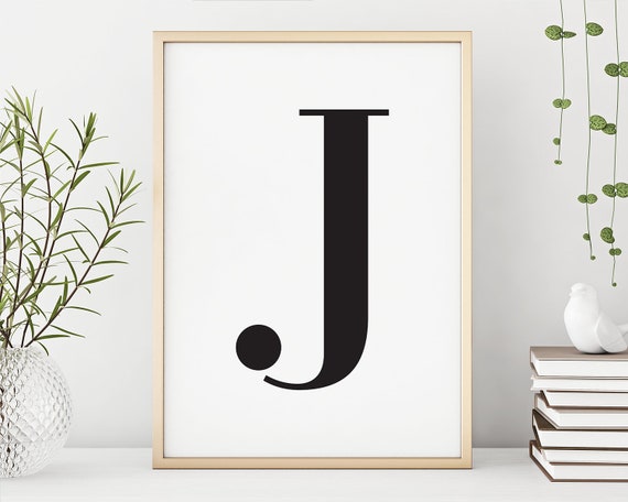J printable art digital download typography print J initial | Etsy