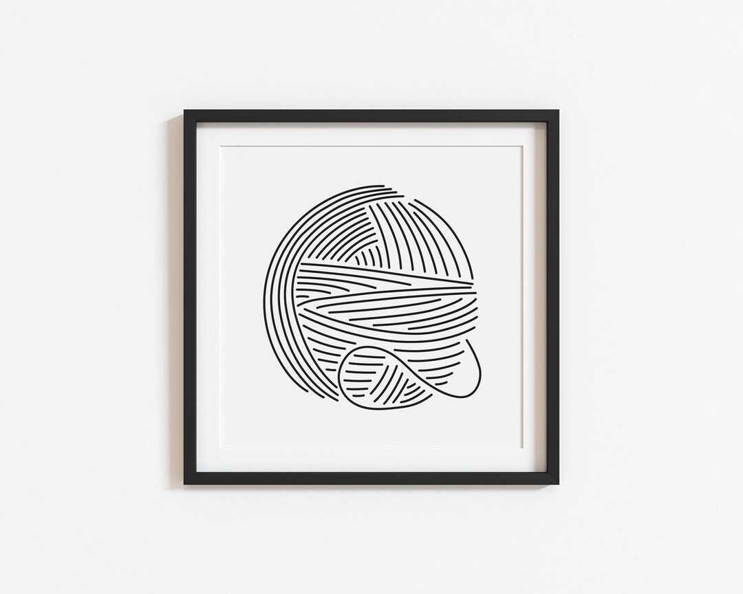 Yarn Poster, Digital Download, Printable Knitting Wall Art, Black and ...