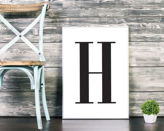 Letter H Printable Poster Digital Download H Initial | Etsy