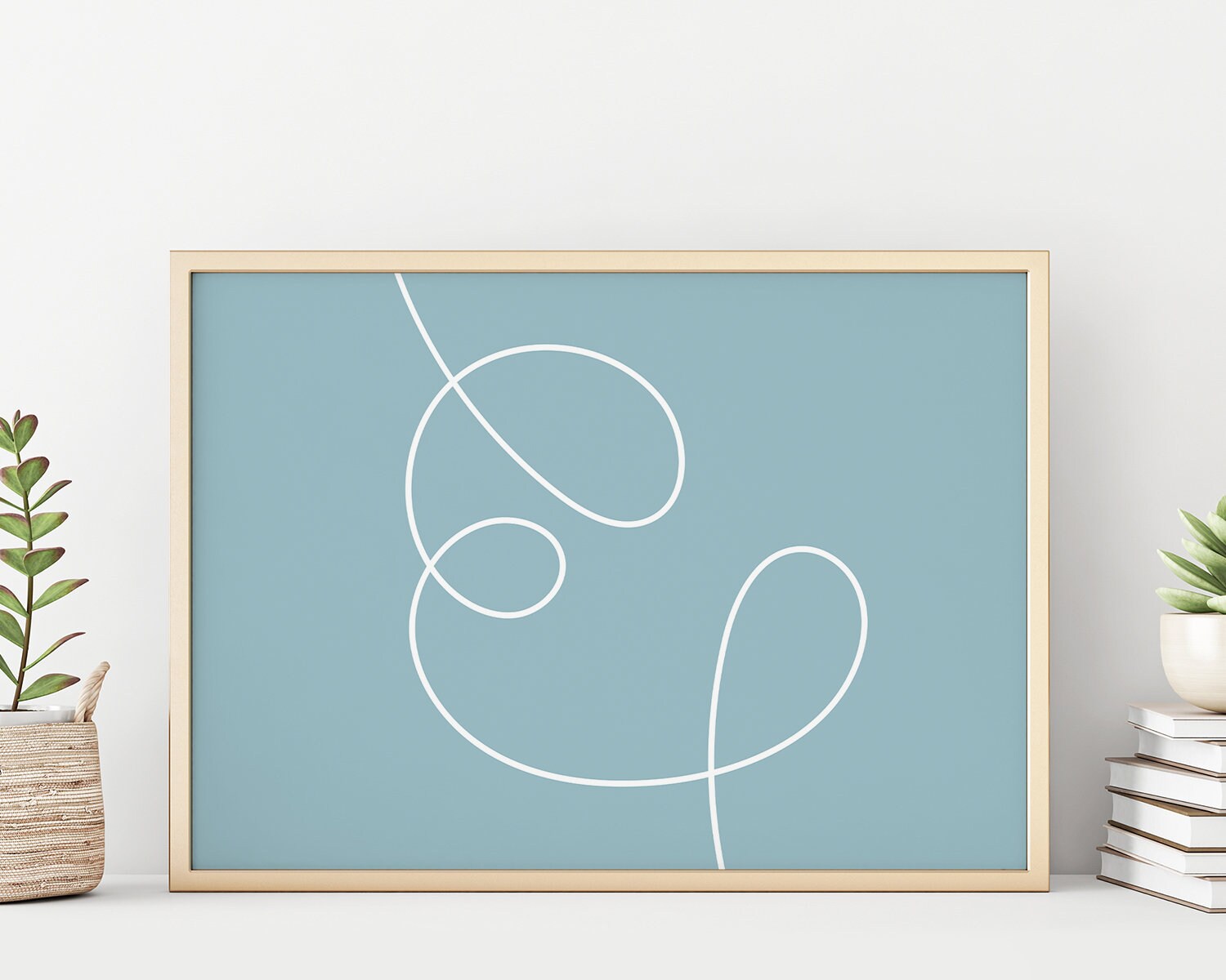 Line drawing blue printable wall art digital download - Etsy