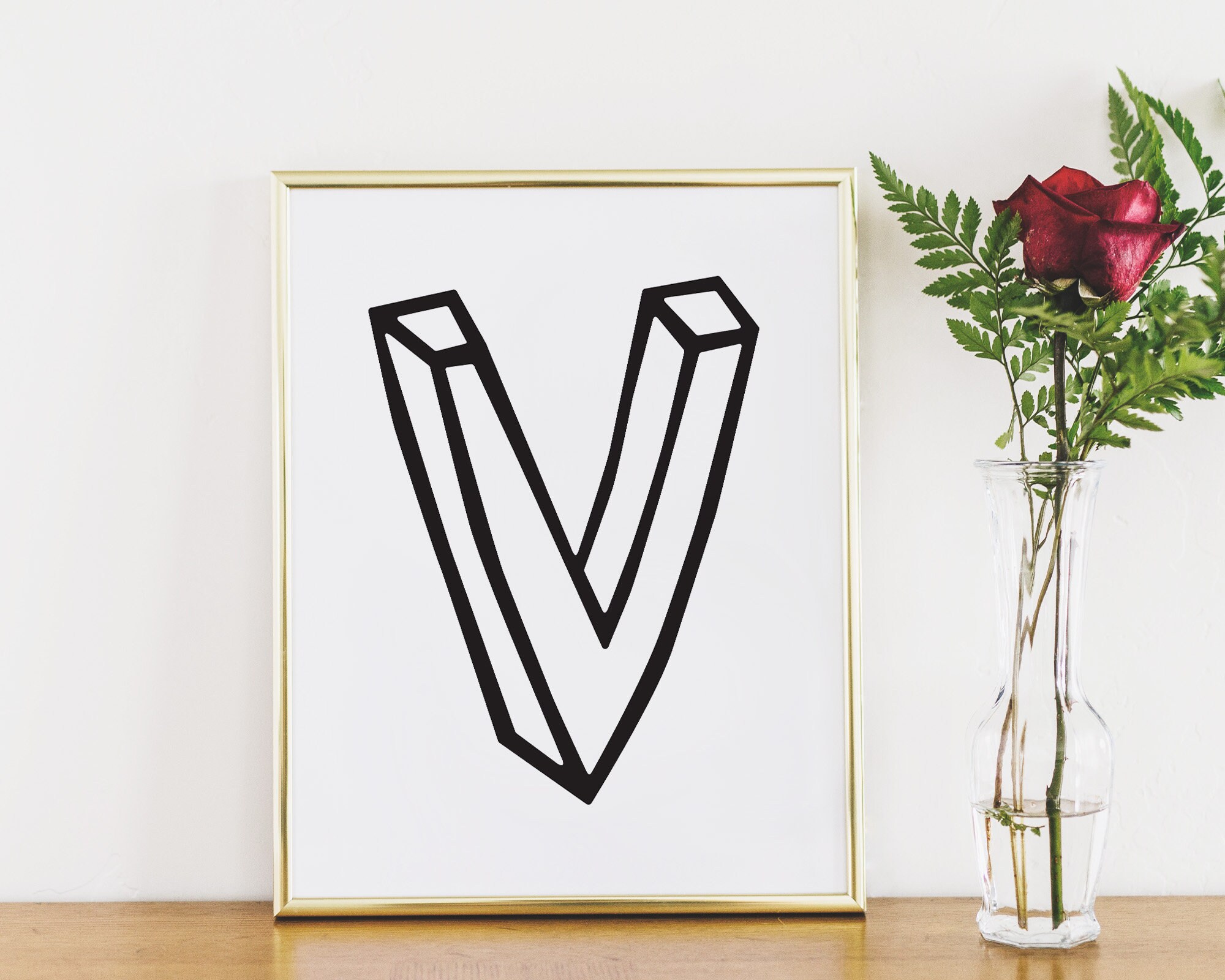 Letter V wall decor digital download printable art letter v | Etsy
