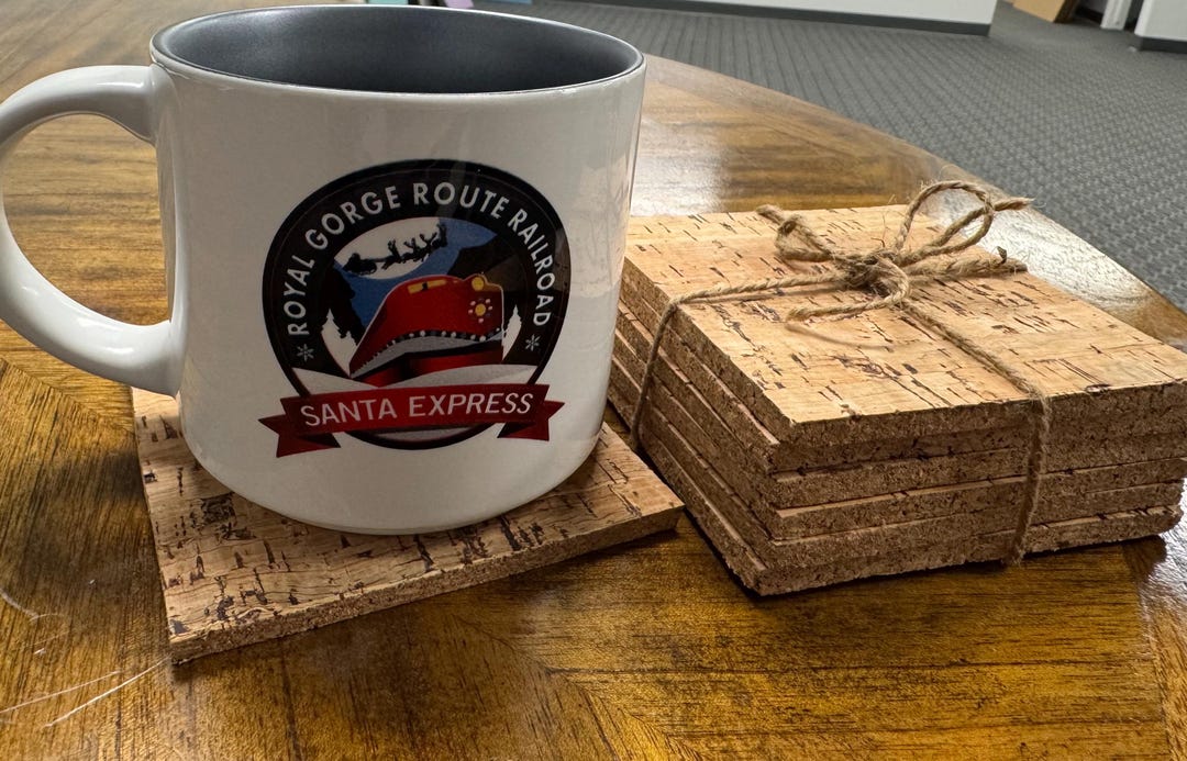 Set of Six Handmade 4" Square Cork Coasters Natural Coasters Eco ...