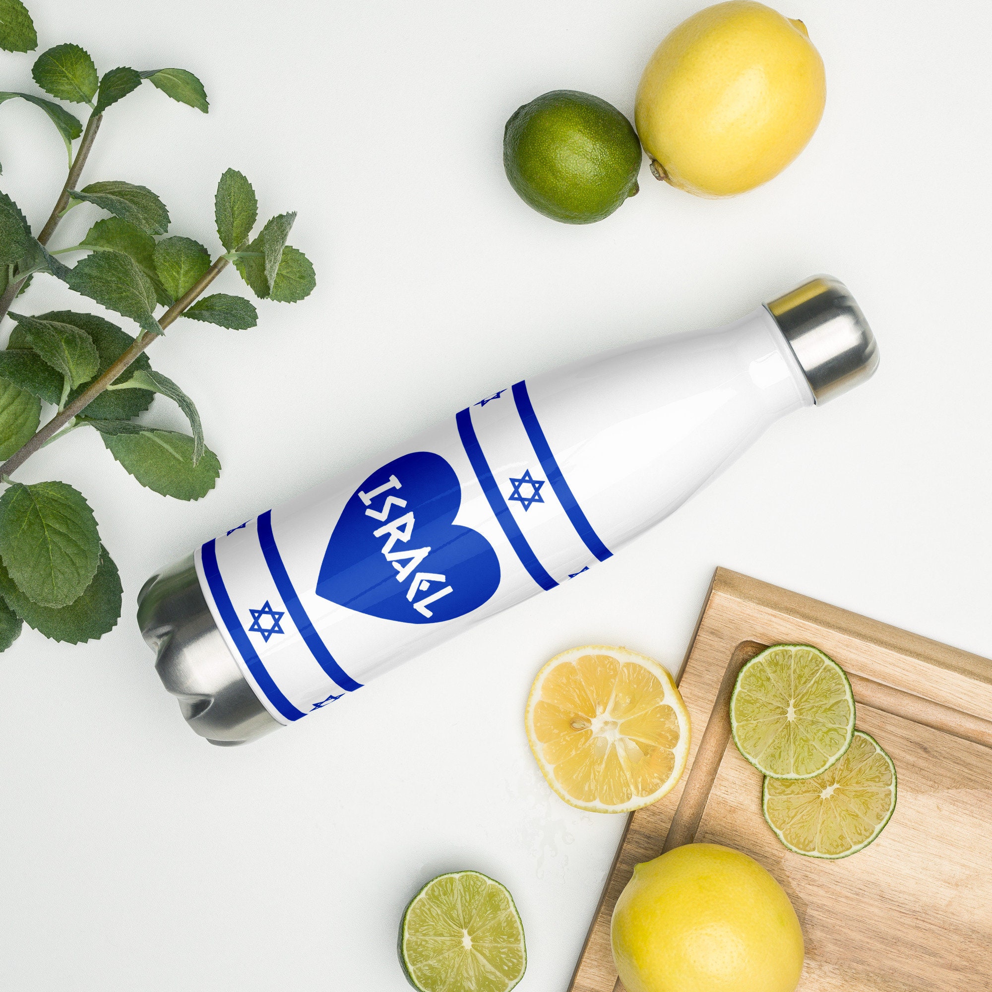 Israeli Flag Nationalistic Stainless Steel Water Bottle, Country ...