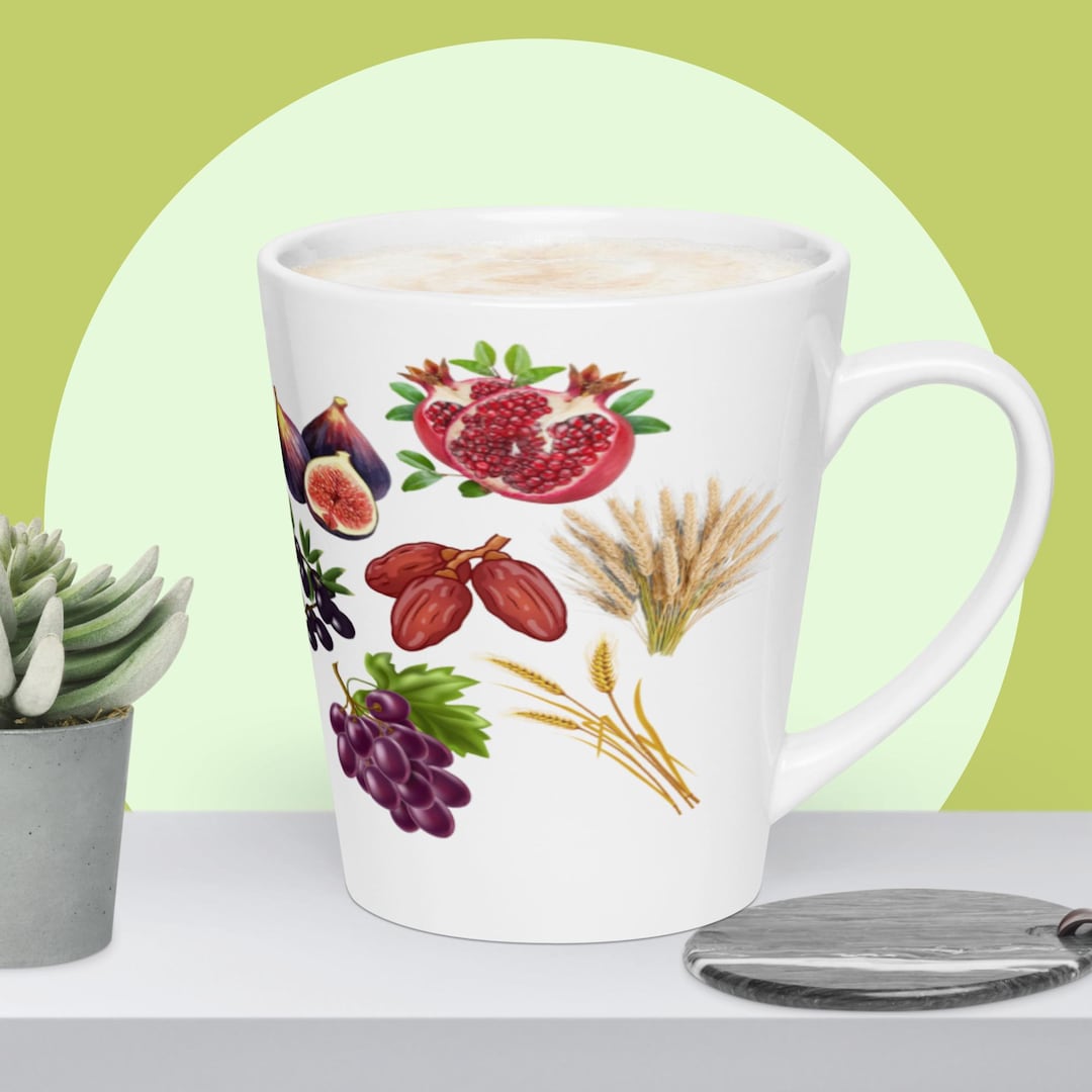 Seven Species Shivat Haminim Latte Coffee Mug, Religious Hebrew Bible ...