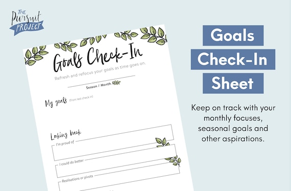 Goal Check-in Sheet Goal Setting Digital Download | Etsy