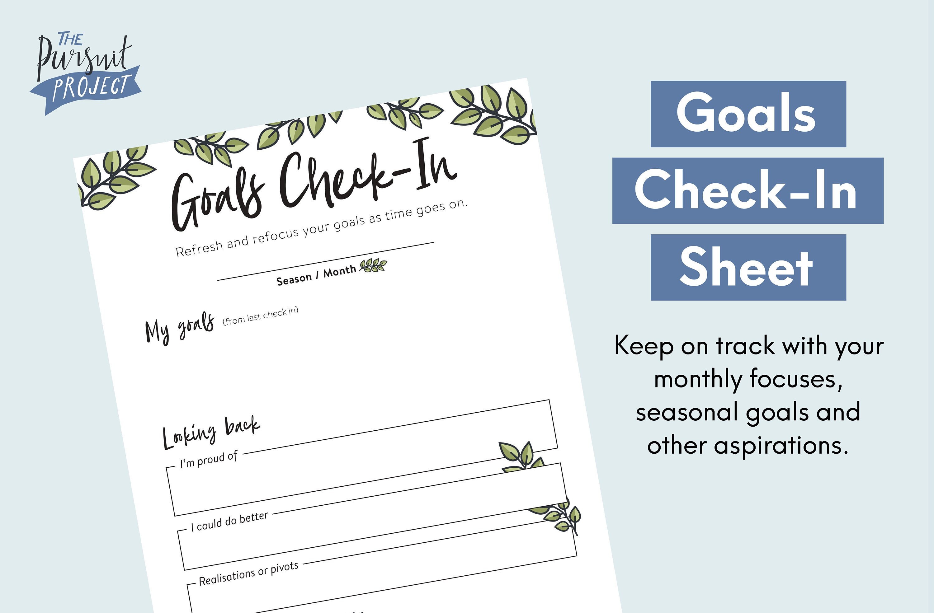 Goal Check-in Sheet | Goal Setting | Digital Download - Etsy