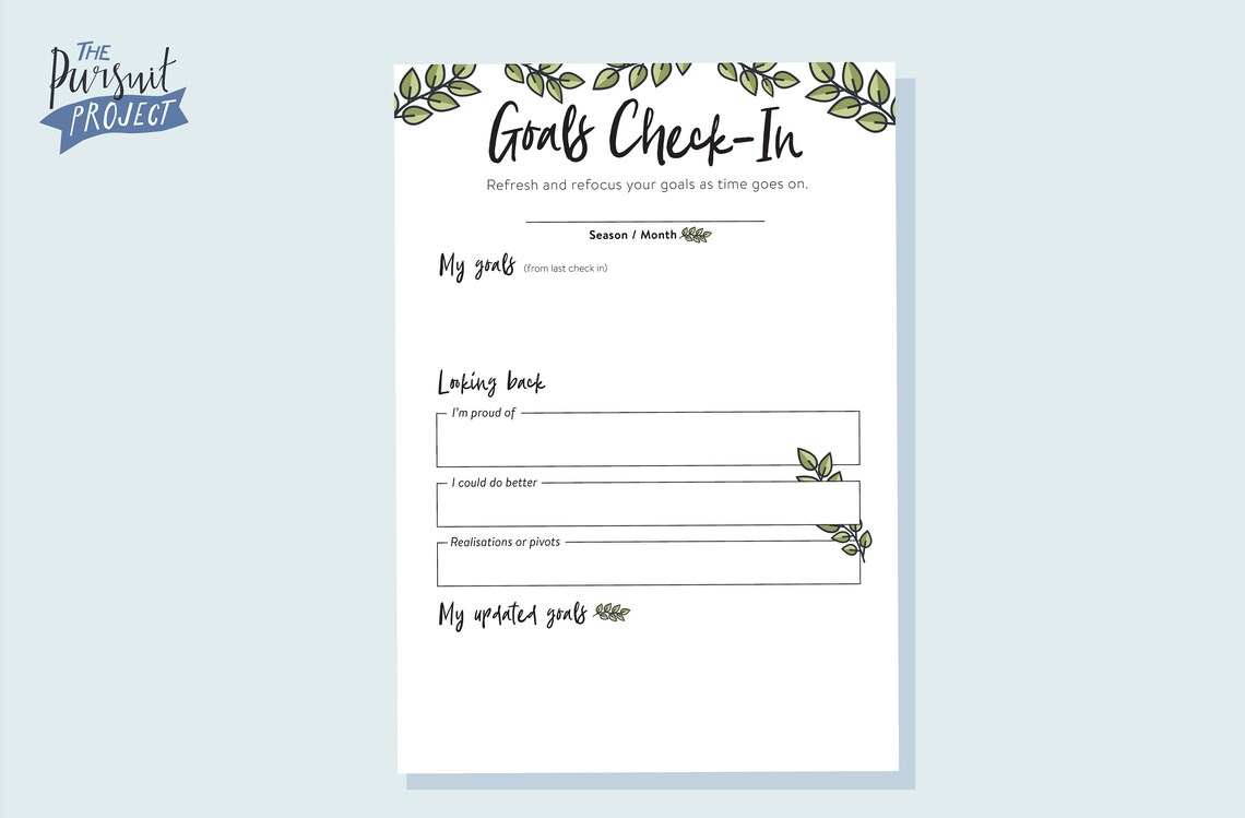 Goal Check-in Sheet | Goal Setting | Digital Download - Etsy
