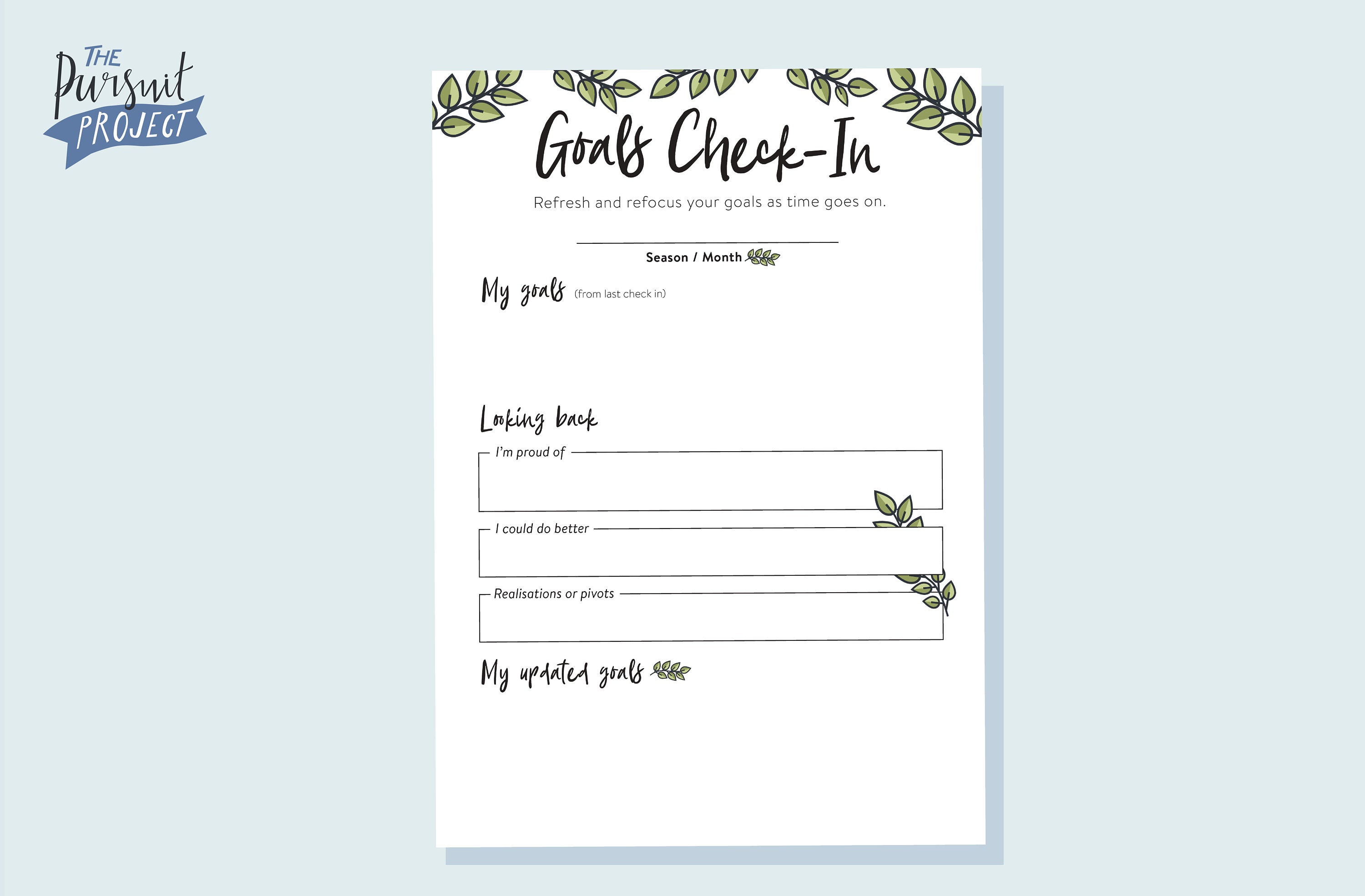 Goal Check-in Sheet | Goal Setting | Digital Download - Etsy