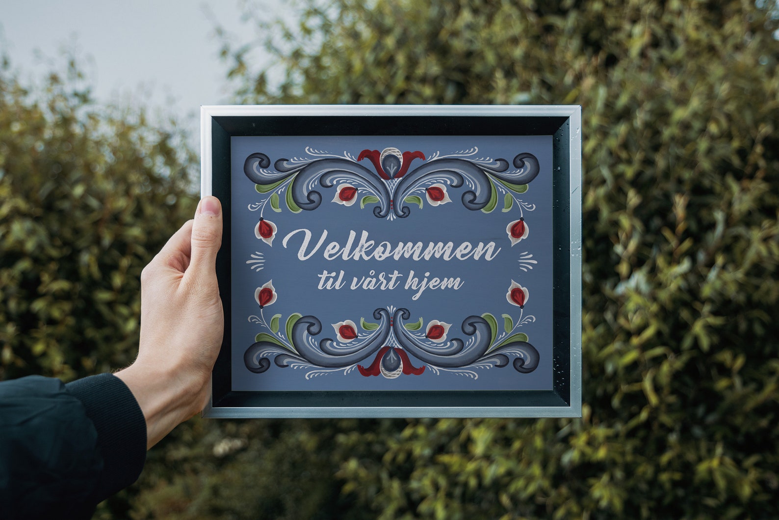 Norwegian Welcome Sign Art Print Velkommen Rosemaling | Etsy