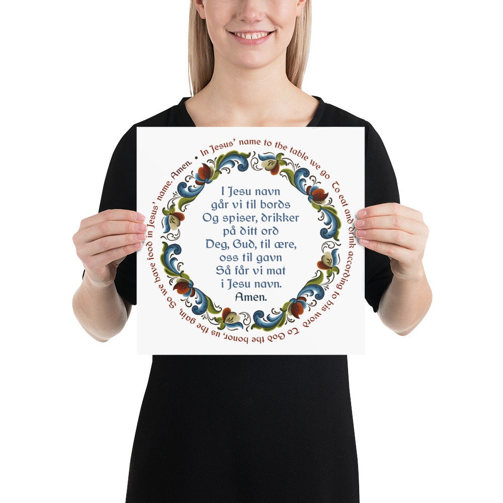 Norwegian Table Prayer Art Print: Scandinavian Folk Art - Etsy