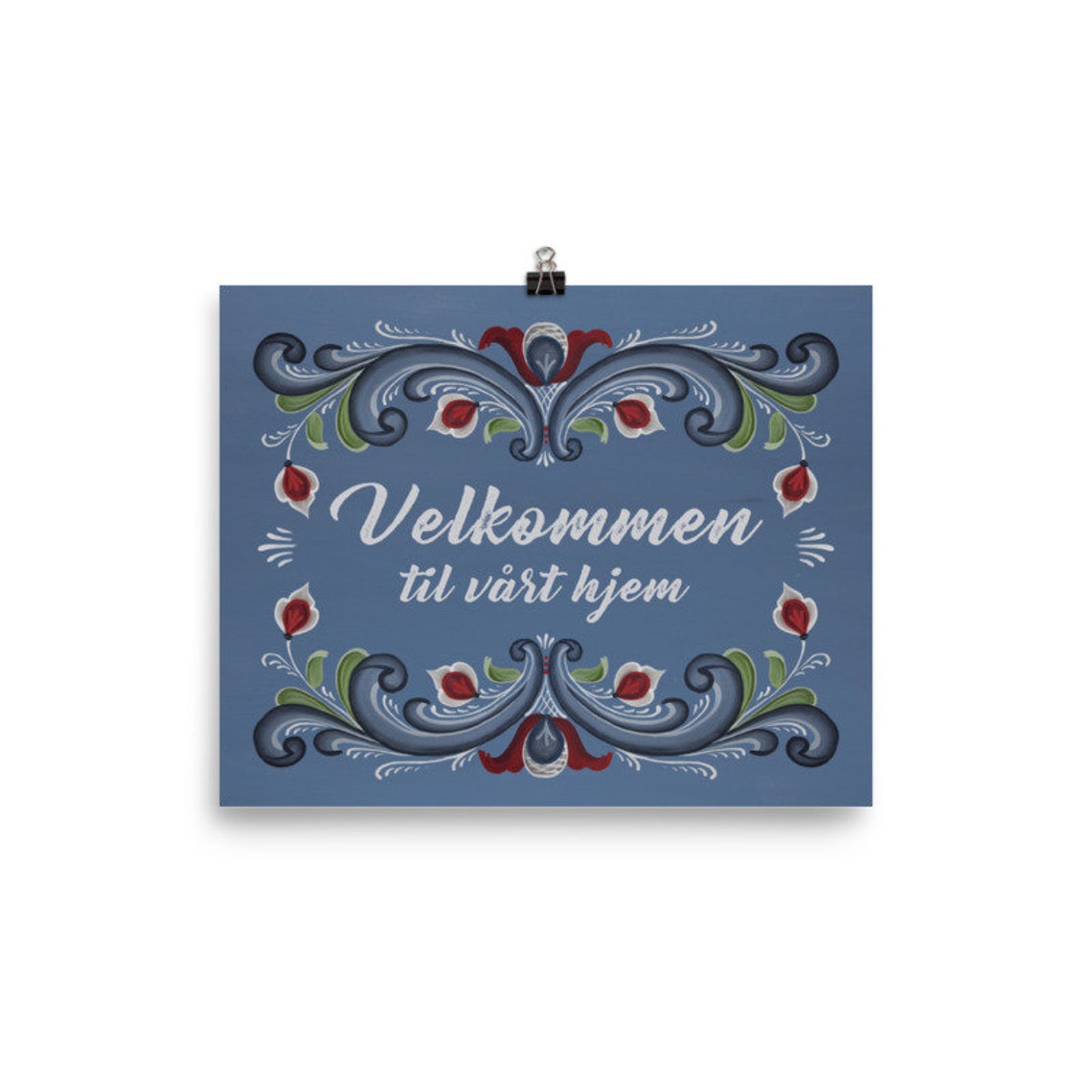 Norwegian Welcome Sign Art Print Velkommen Rosemaling | Etsy