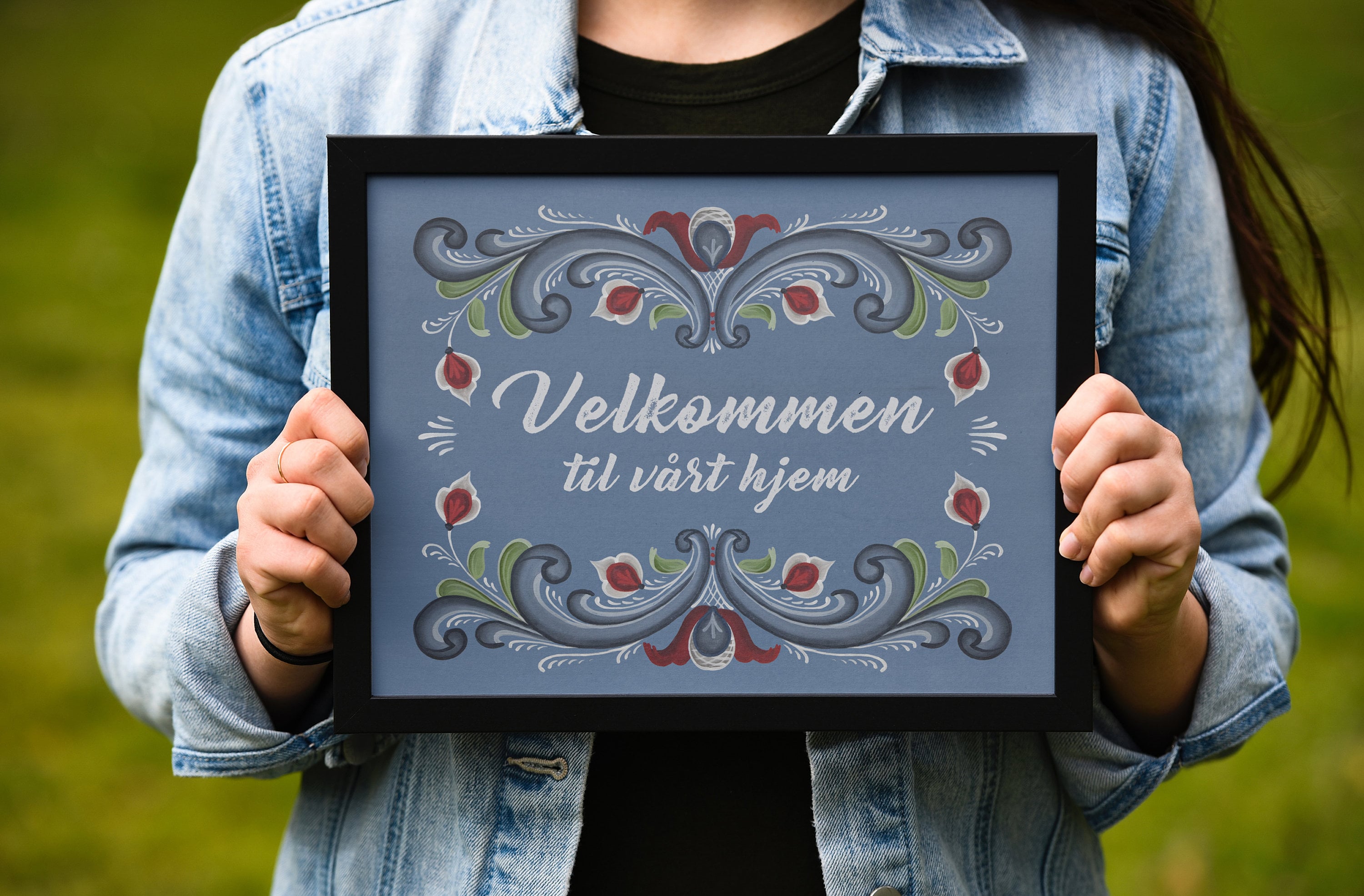 Norwegian Welcome Sign Art Print Velkommen Rosemaling - Etsy Canada
