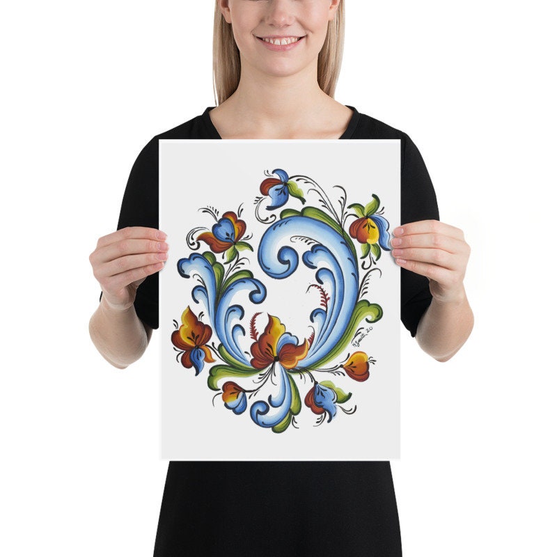 Norwegian Telemark Rosemaling Art Print Rosemaling Folk - Etsy