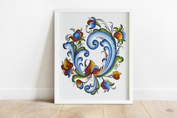 Norwegian Telemark Rosemaling Art Print Rosemaling Folk - Etsy