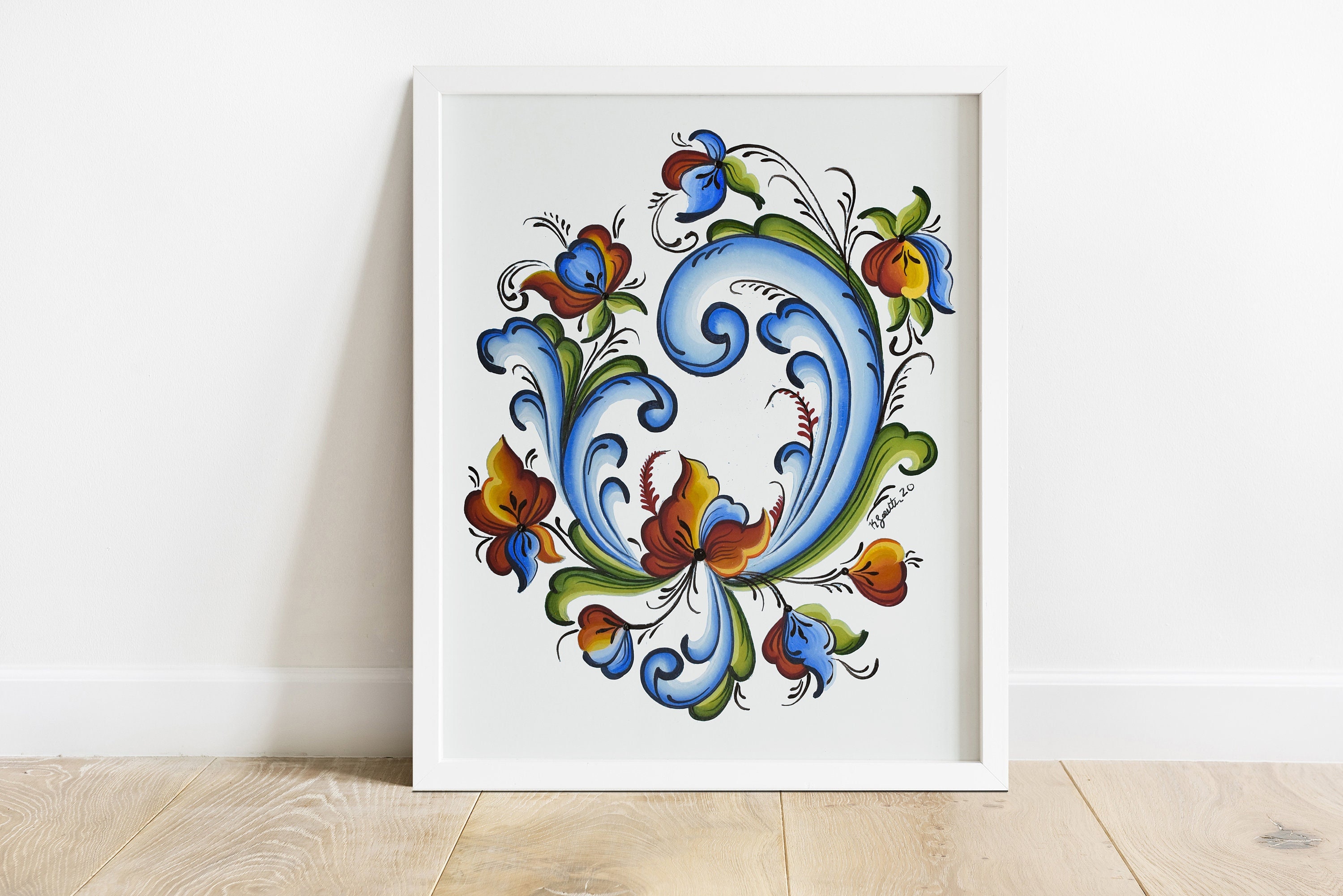 Norwegian Telemark Rosemaling Art Print Rosemaling Folk - Etsy