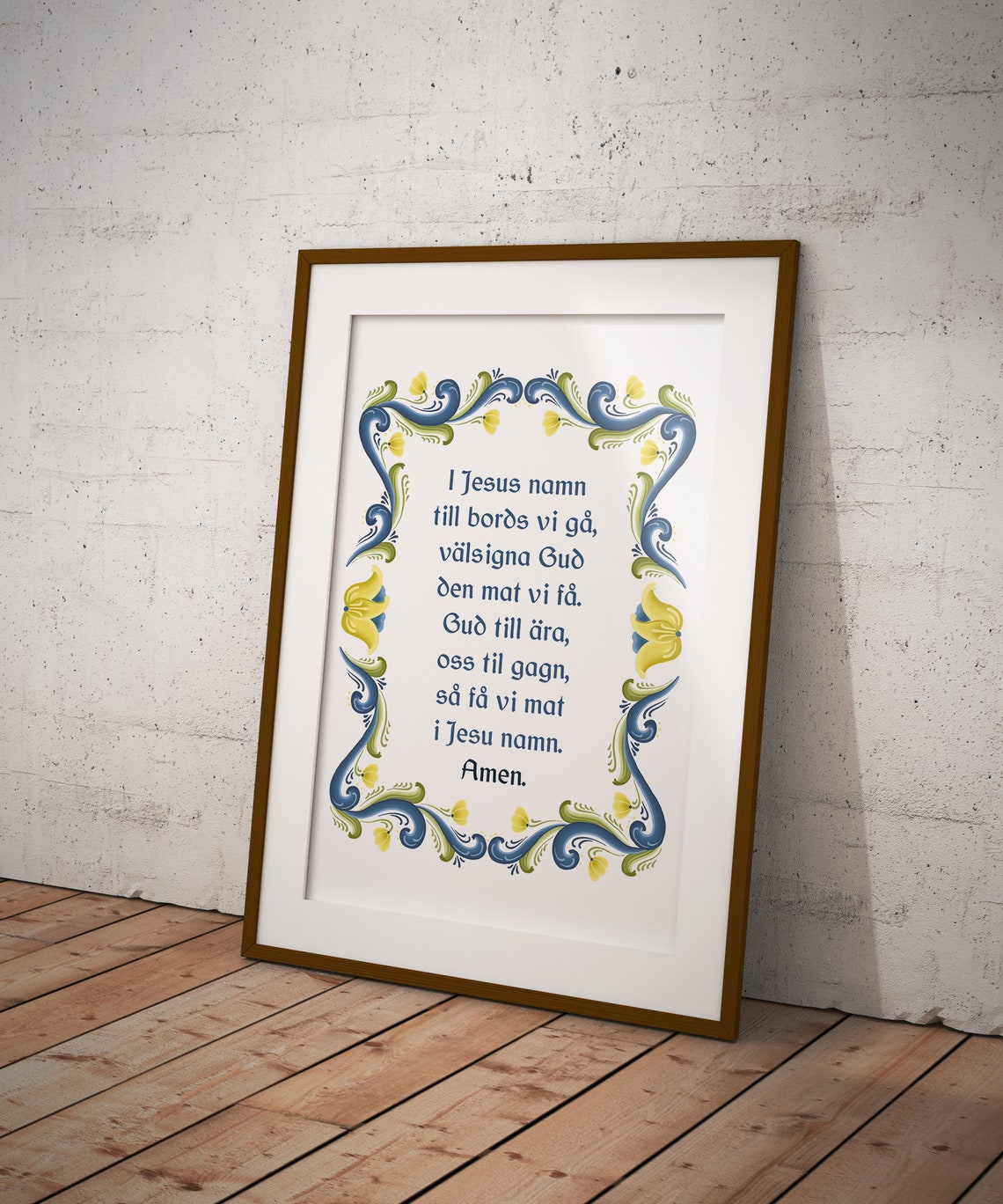 Swedish Table Prayer Art Print: Rosemaling Folk Art (digital Download ...