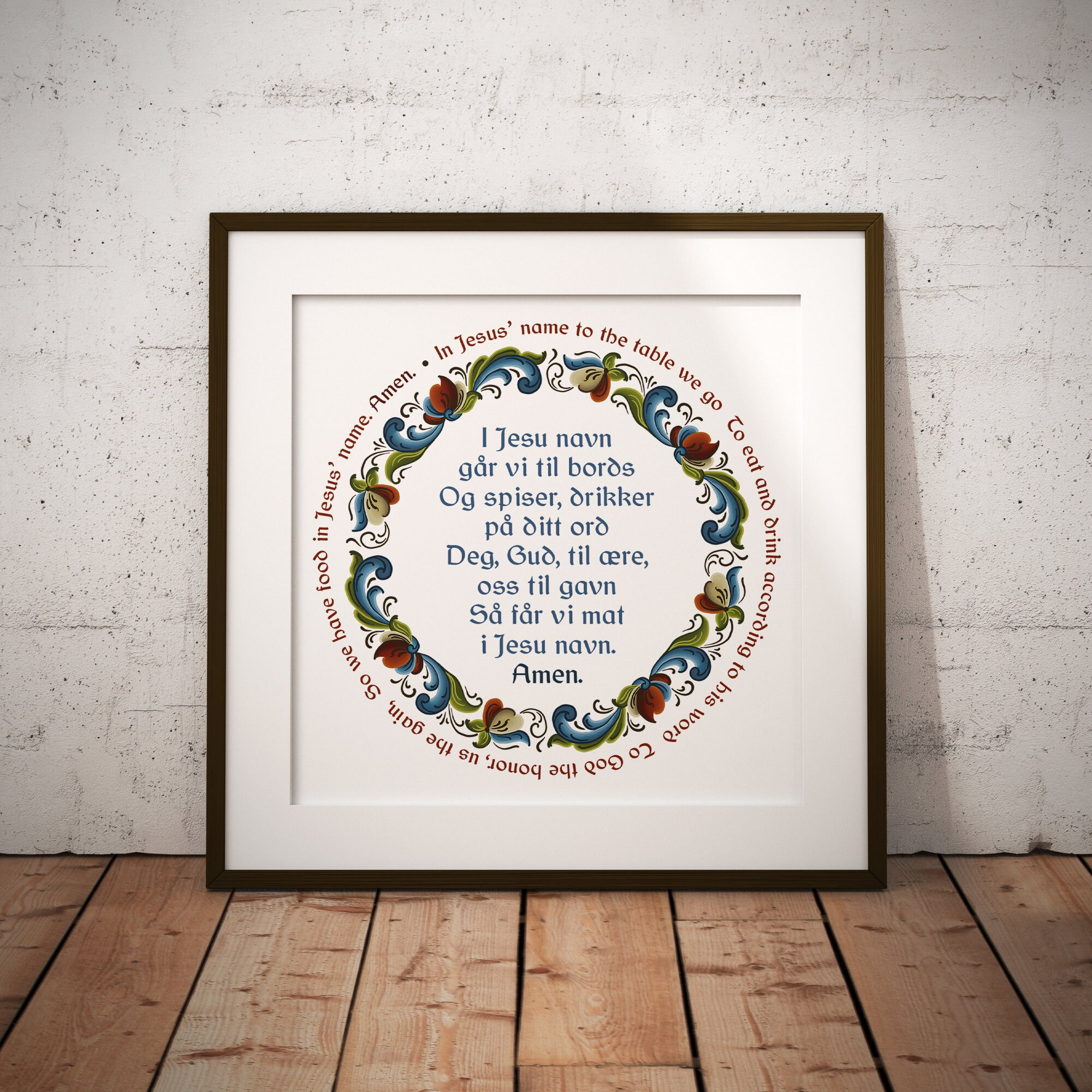 Norwegian Table Prayer Art Print: Folk Art Kitchen Decor (digital Download) - Etsy