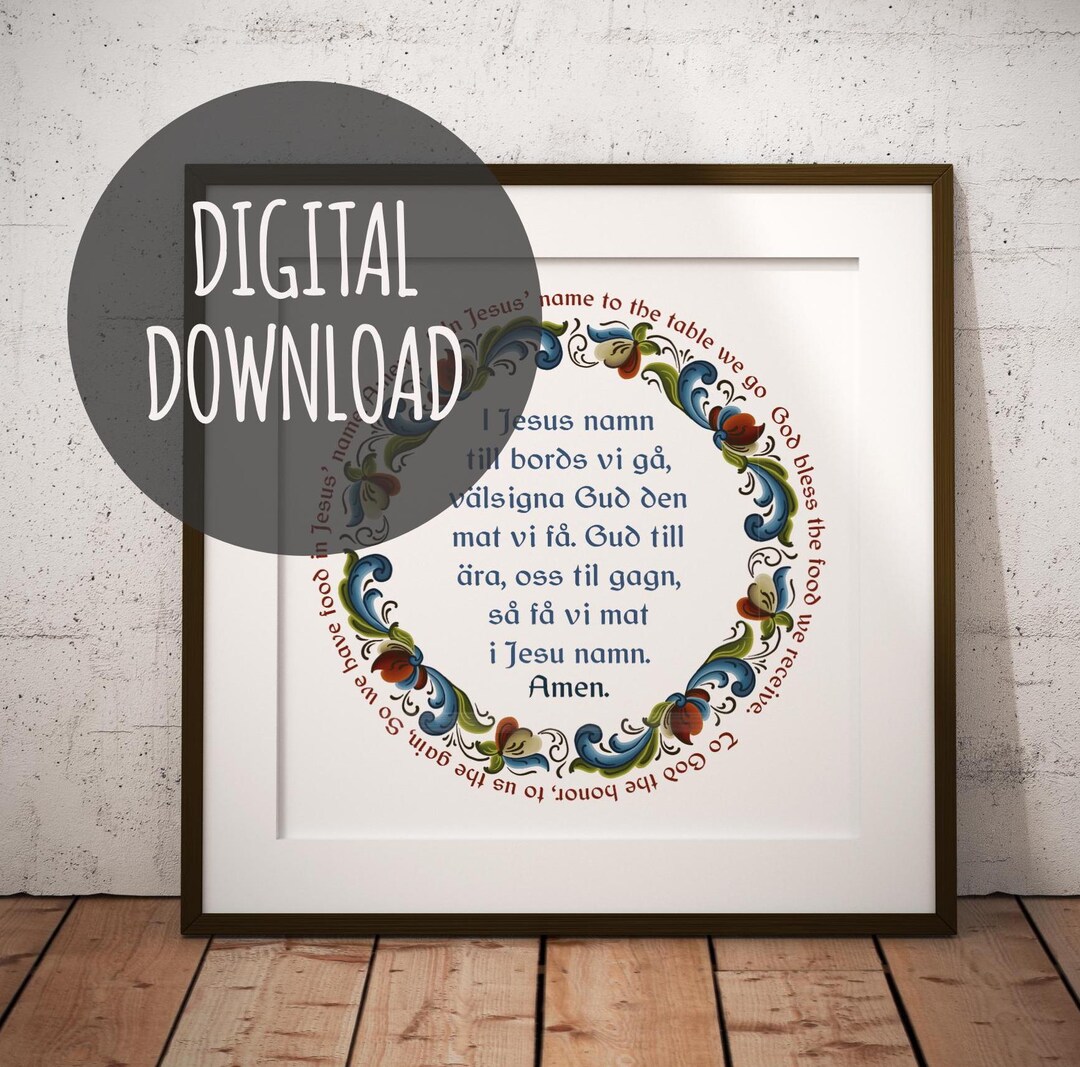 DIGITAL DOWNLOAD Swedish Table Prayer Art Print | Swedish Gift | Folk ...