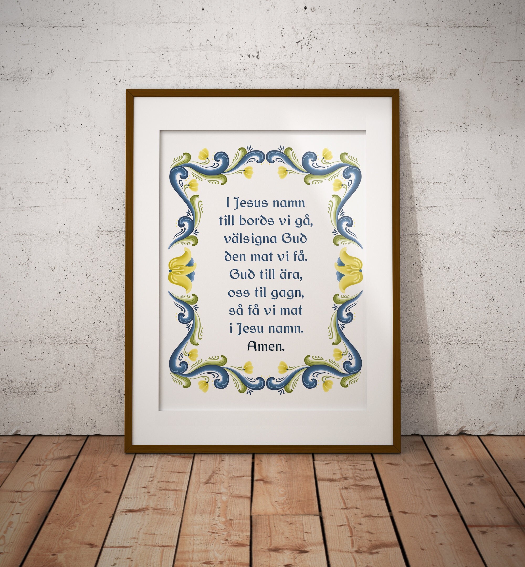 Swedish Table Prayer Art Print: Rosemaling Folk Art - Etsy