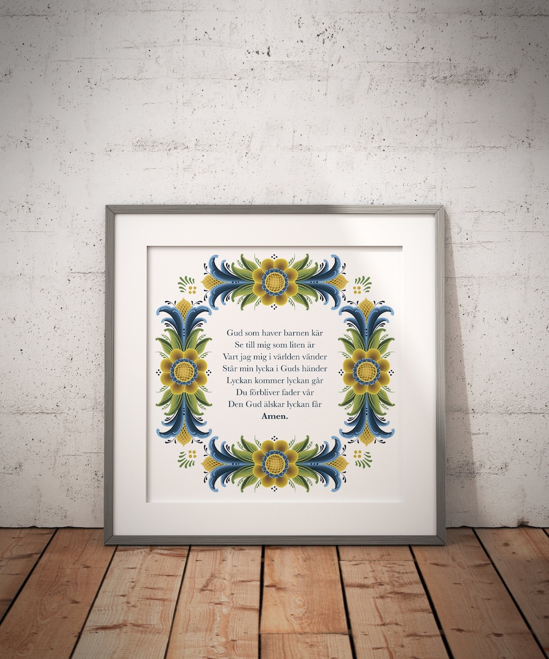 Swedish Children's Prayer Rosemaling Art Print | Folk Art | Kurbits ...