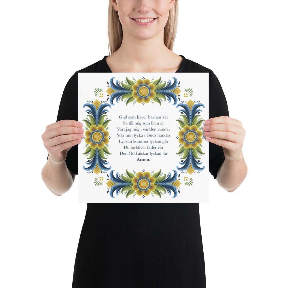 Swedish Children's Prayer Rosemaling Art Print Folk Art - Etsy