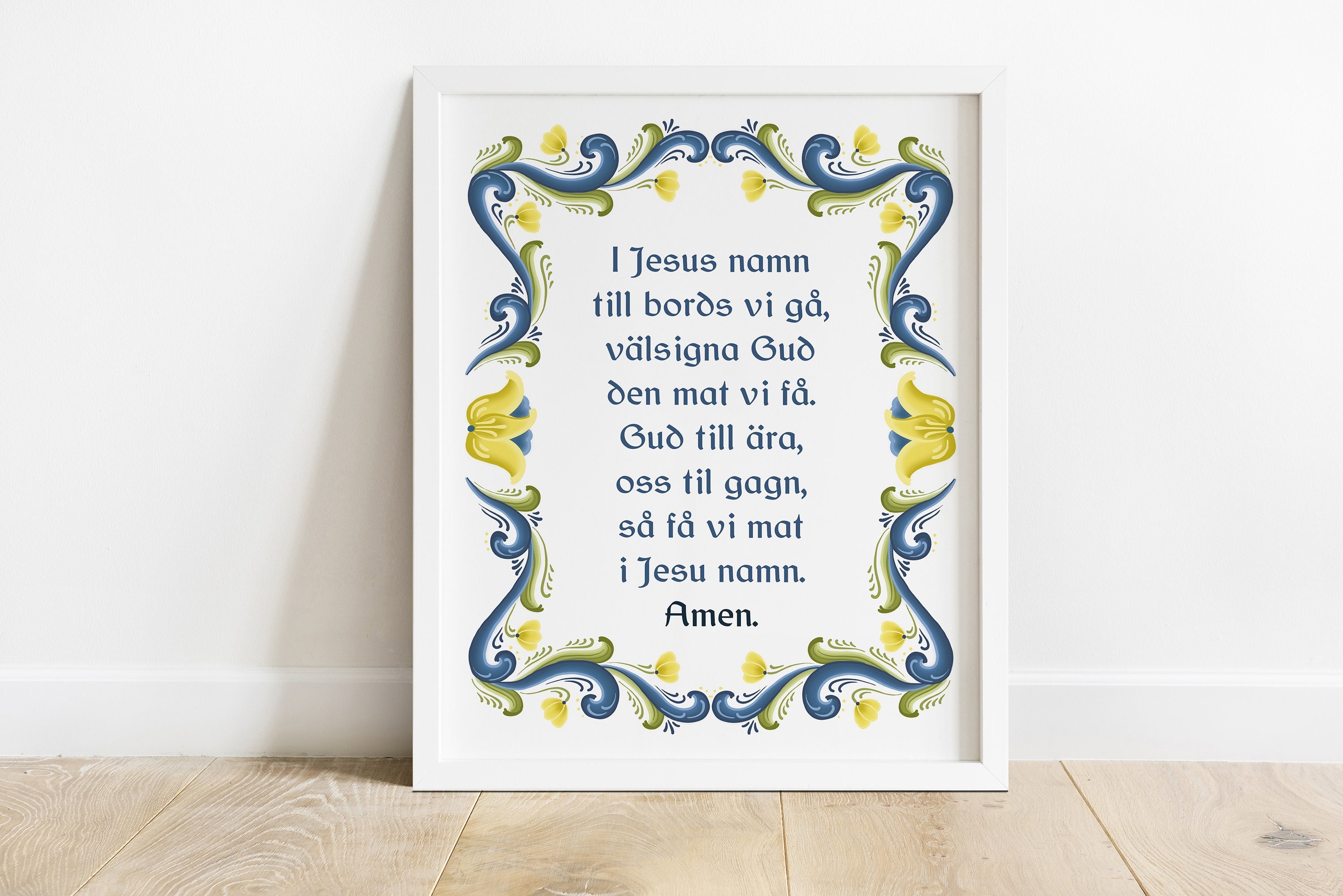 Swedish Table Prayer Art Print: Rosemaling Folk Art - Etsy