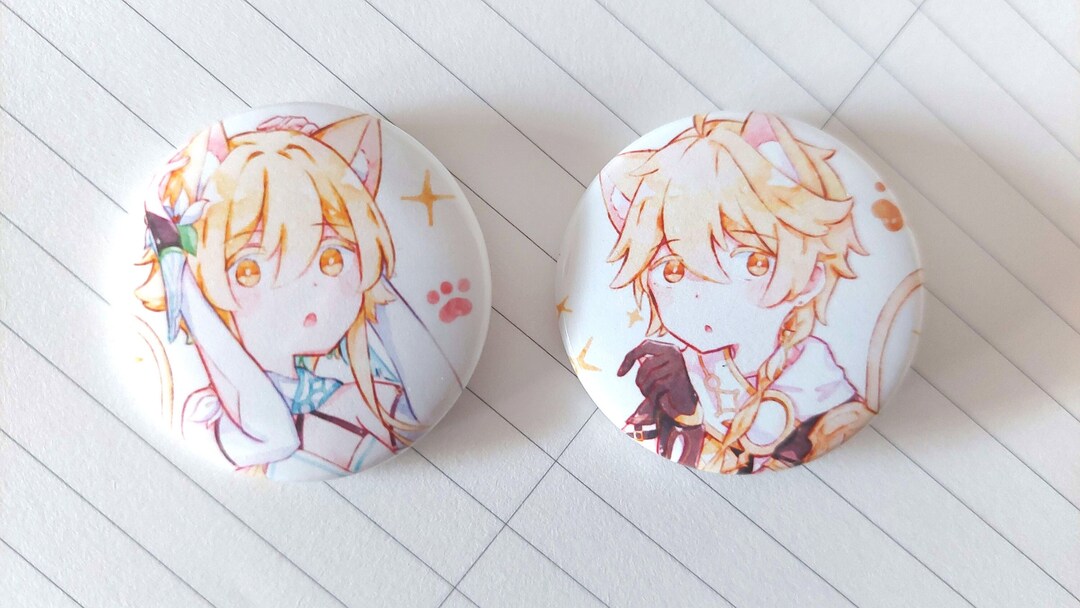 Genshin Impact - Aether and Lumine Buttons - Etsy