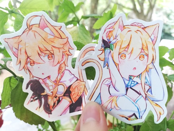 Aether and Lumine Genshin Impact Stickers - Etsy